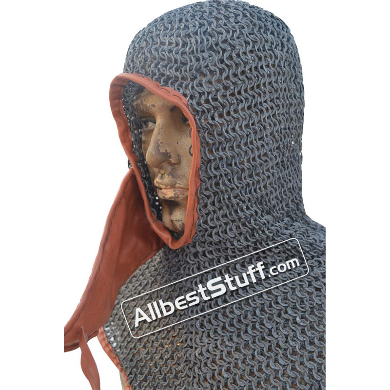 Aluminium Flat Riveted Chain Mail Hood, Ring Type-16 Gauge 10 MM