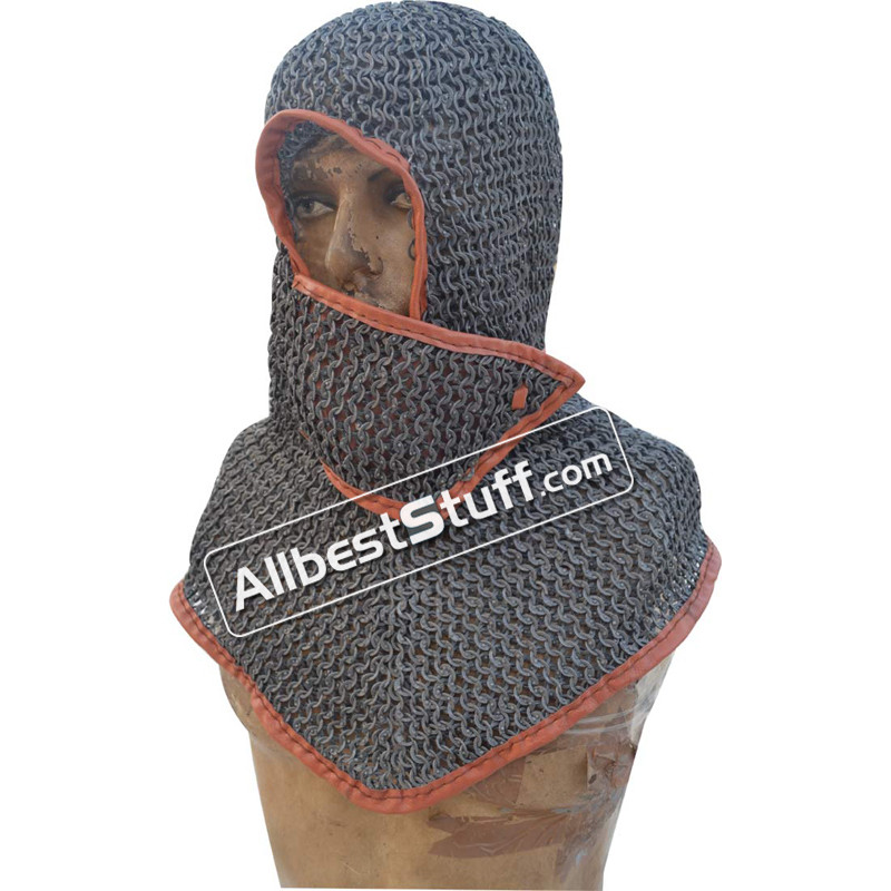 Aluminium Flat Riveted Chain Mail Hood, Ring Type-16 Gauge 10 MM